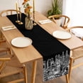 Abstract Cotton Linen Table Runner White and Black Global Landmarks ...