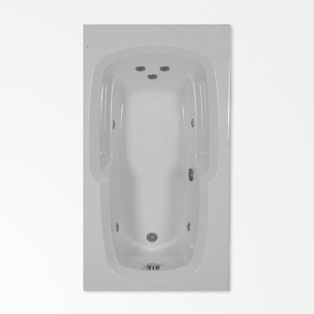 WaterTech Acrylic 60 in. x 36 in. Reversible Drain Drop-In Whirlpool ...