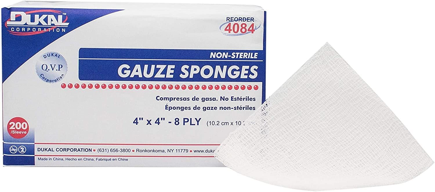 Dukal Gauze Sponges 4" x 4" Gauze Dressings 8-Ply , 100% Cotton Woven ...
