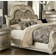 Formal Traditional Silver Finish Cal-King Size Bed Tufted HB and Marble ...