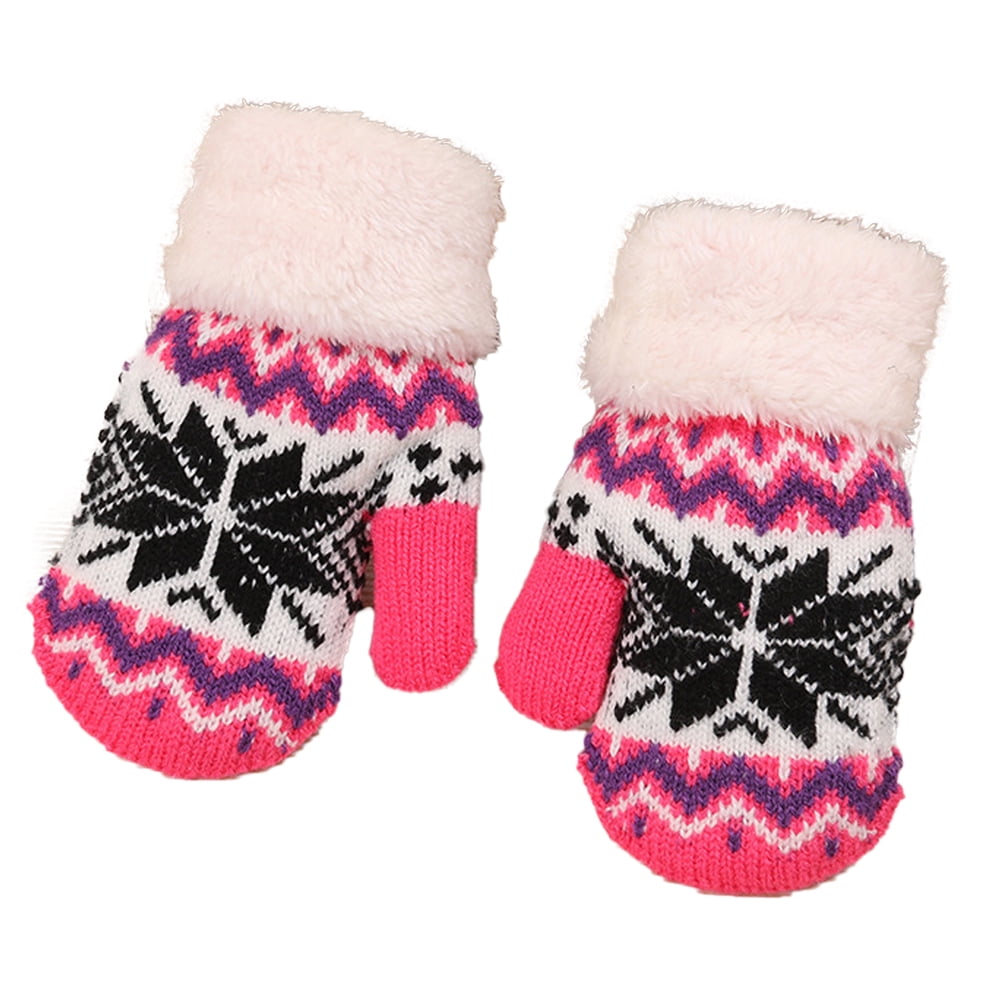 Children's mittens knitted and padded with velvet - Walmart.com