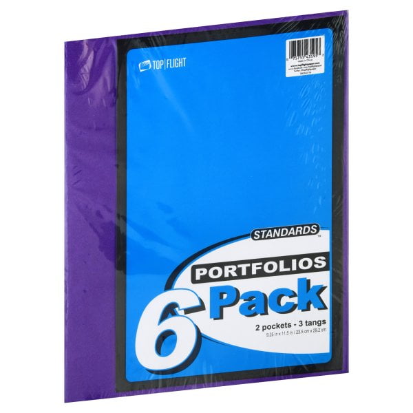 Top Flight Two Pocket Portfolio with Tangs, Assorted Colors, 6 Pack ...