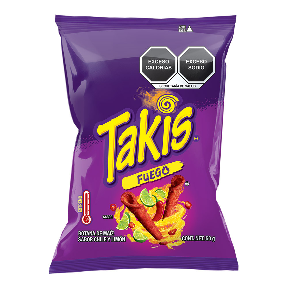 Botana de maíz Takis fuego sabor chile y limón 50 g | Walmart en línea