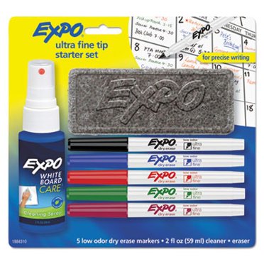 Expo Mountable Whiteboard Caddy with Set of 4 Chisel Markers/Eraser ...