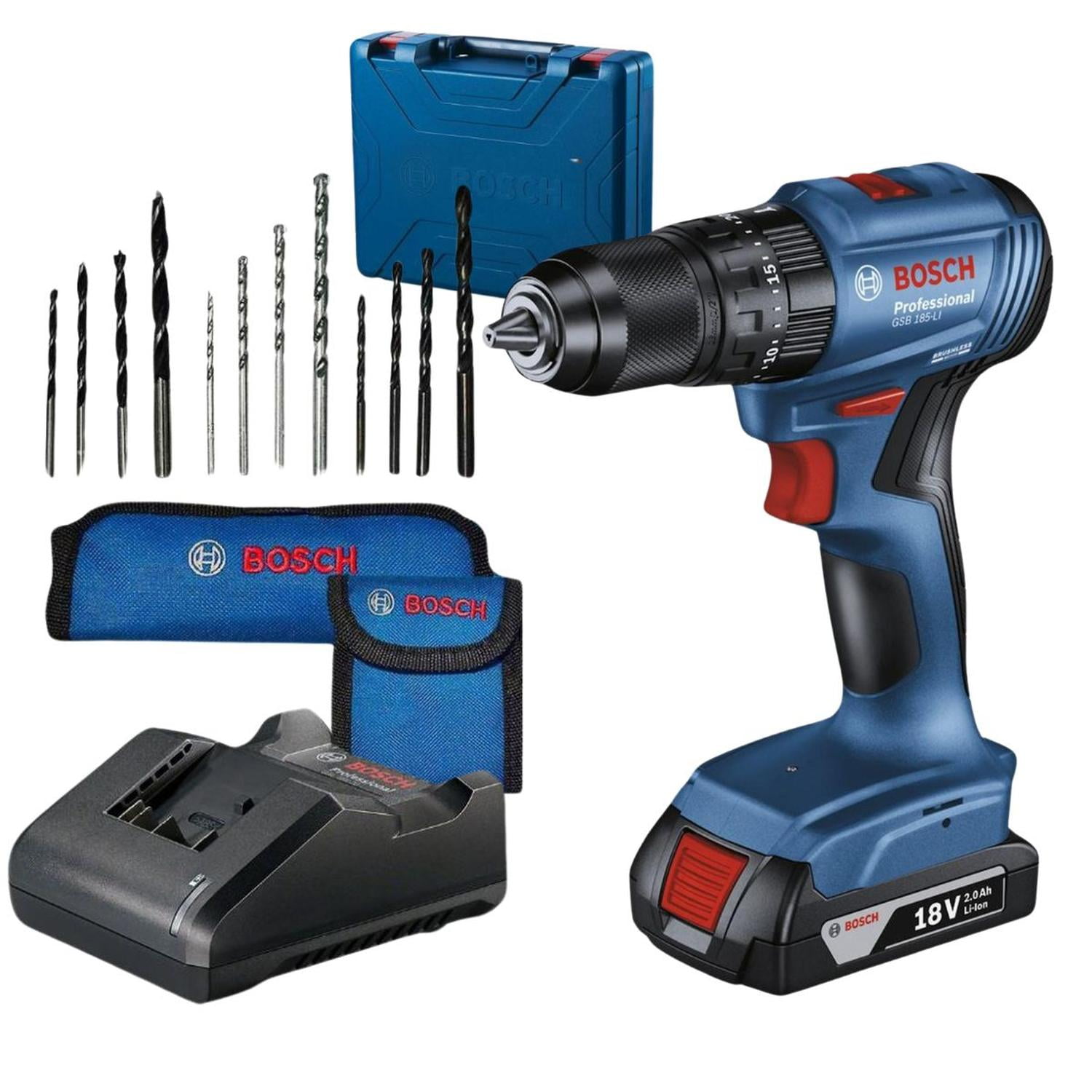 Rotomartillo Atornillador BOSCH GSB 185-LI 18V 1 Batería Azul Estandar | Walmart en línea