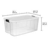 Sterilite 116 Quart Ultra Clear Storage Tote with Latching Lid, Durable ...