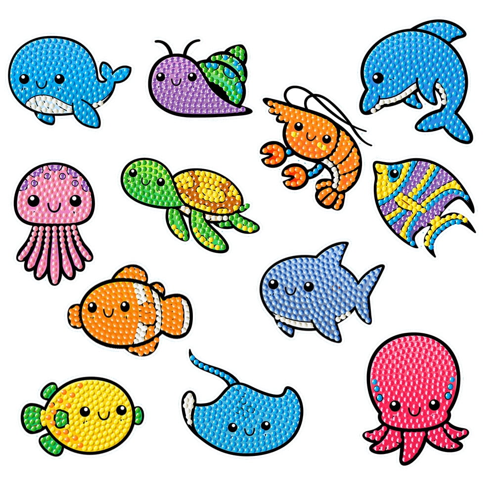 2 uds pegatina de gema lindo Animal de dibujos animados DIY para niños ...