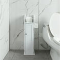 White Freestanding Bathroom Toilet Paper Roll with Storage and Extra ...