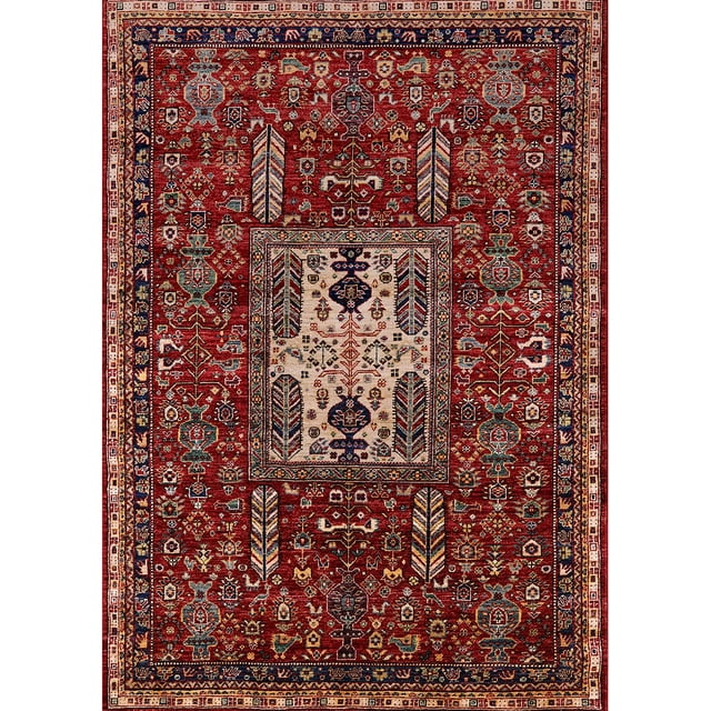 Ahgly Company Indoor Rectangle Mid-Century Modern Crimson Red Oriental ...