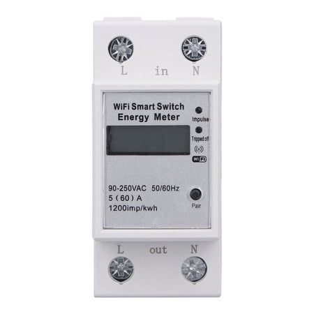 Smart Energy Meter, AC90-250V Fire Resistant 60A Din Rail Home ...