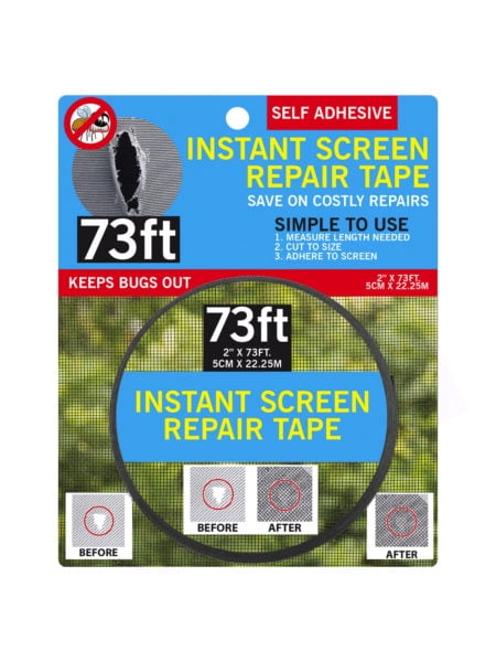 Instant Screen Window Repair Kit Tape Kit, 73 ft Long Jumbo Roll x 2 in ...