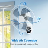 TaoTronics 16 Inch Indoor Wall-Mount Fan with Remote Control, 3 Wind ...
