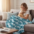 Blue Palm Tree Fleece Throw Blanket Lightweight Summer Tropical Country ...