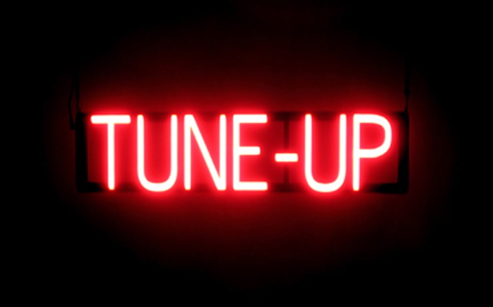 SpellBrite TUNE-UP LED Sign for Business. 25.9" x 6.3" Red TUNE-UP Sign ...