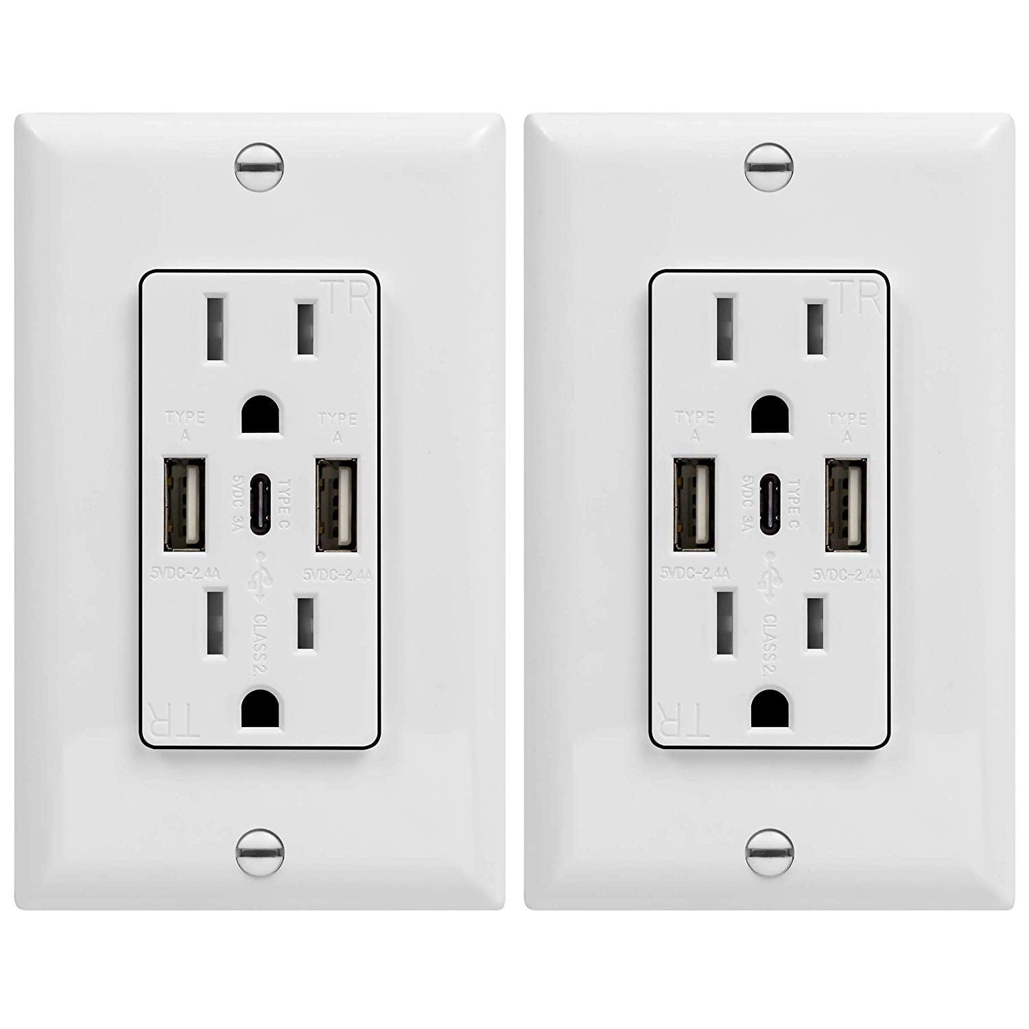 TOPGREENER USB Outlet, Type-C / A Wall Charger, 5.8A USB Ports, 15A ...