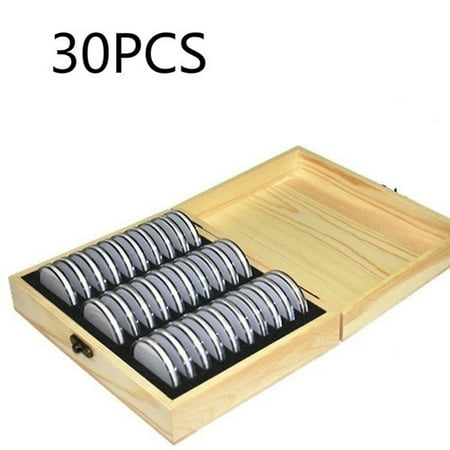 Pine Wood Coin Holder Wooden Coins Storage Box for Collectible ...