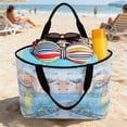 Blue Cartoon Cats Beach Bag for Women, Large Breathable Mesh Beach Tote ...