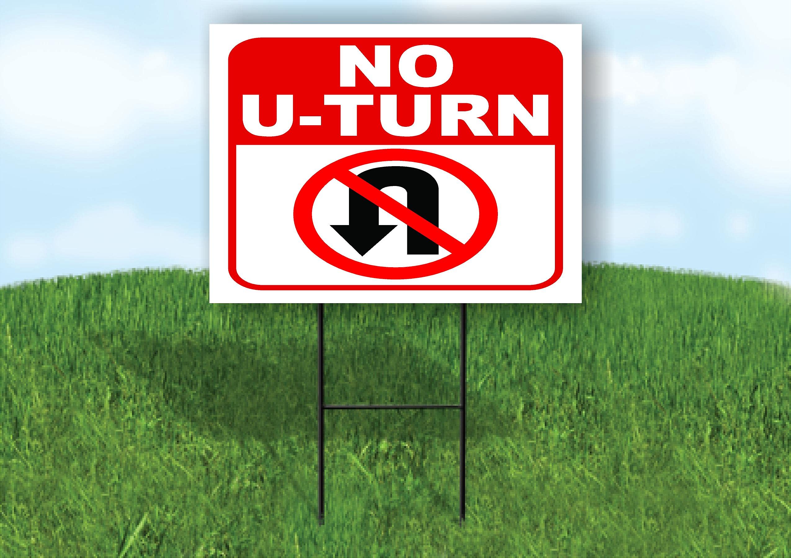 Work House Signs Double Sided Sign NO U Turn Yard Sign Road Sign with ...