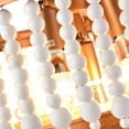 Wood Bead Chandelier Pendant Light White Bohemian Boho Beachy Ceiling ...
