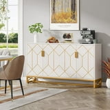 "Tribesigns White Gold 59"" Buffet Cabinet with Storage, Modern Kitchen ...