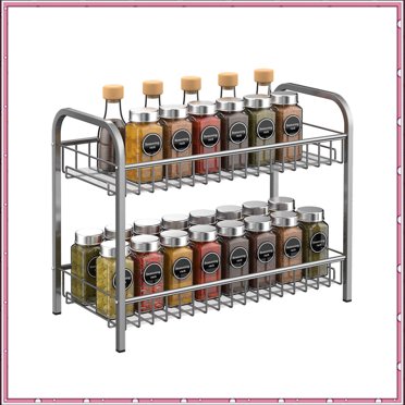 3 Tier Metal Kitchen Spice Rack Countertop Standing Corner Shelf- Black ...