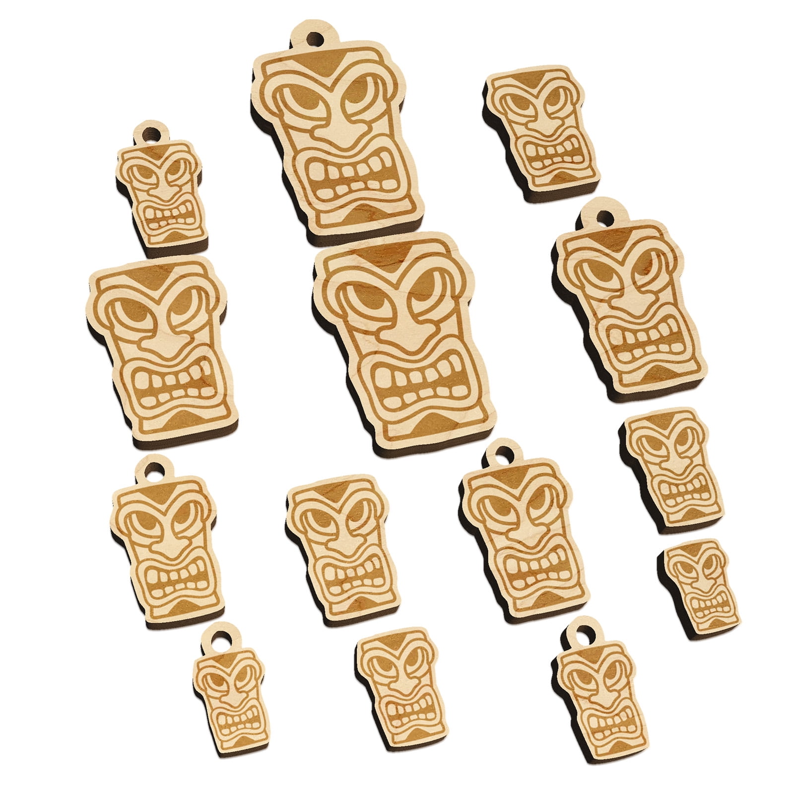 Hawaiian Tiki Head Wood Mini Charms Shapes DIY Craft Jewelry - With ...