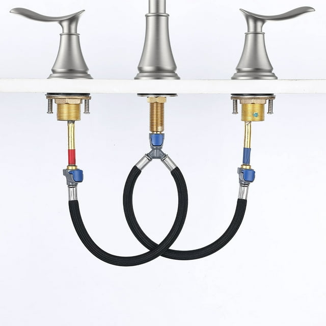 2-Handle 8 inch Widespread Bathroom Sink Faucet Brushed Nickel Lavatory ...