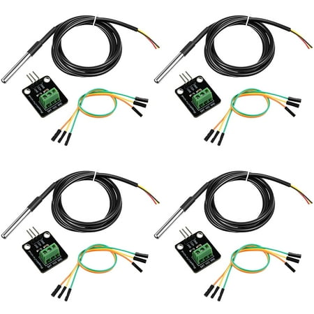 4 Sets DS18B20 Temperature Sensor Module Kit with 1 m/ 3.2 Ft ...