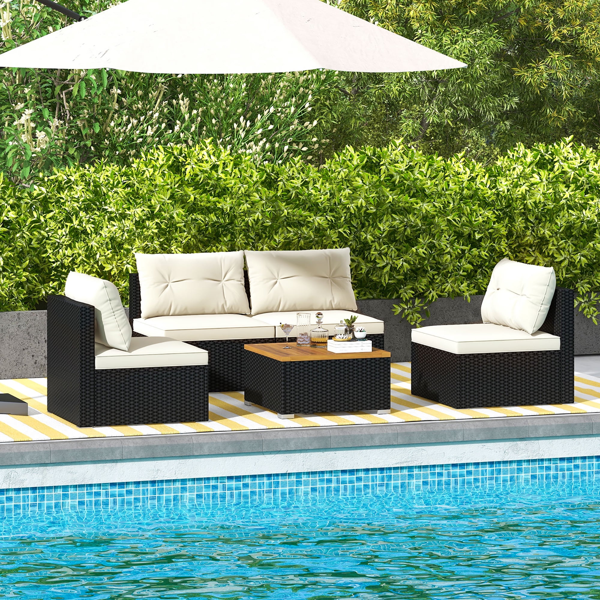 Click here for Gymax 5 Pcs Rattan Sofa Set Outdoor Wicker Furnitu... prices