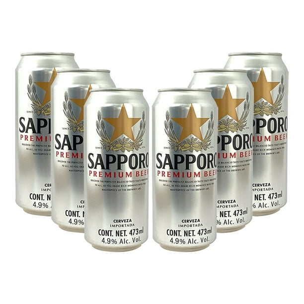 Six Pack Cerveza Sapporo Premium Lata 473 ml Sapporo Rice Lager | Bodega Aurrera en línea