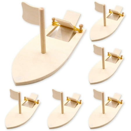 DIY Paddle Boat Blank 6 Pieces Wooden Sailboat Kit for Kids Family ...