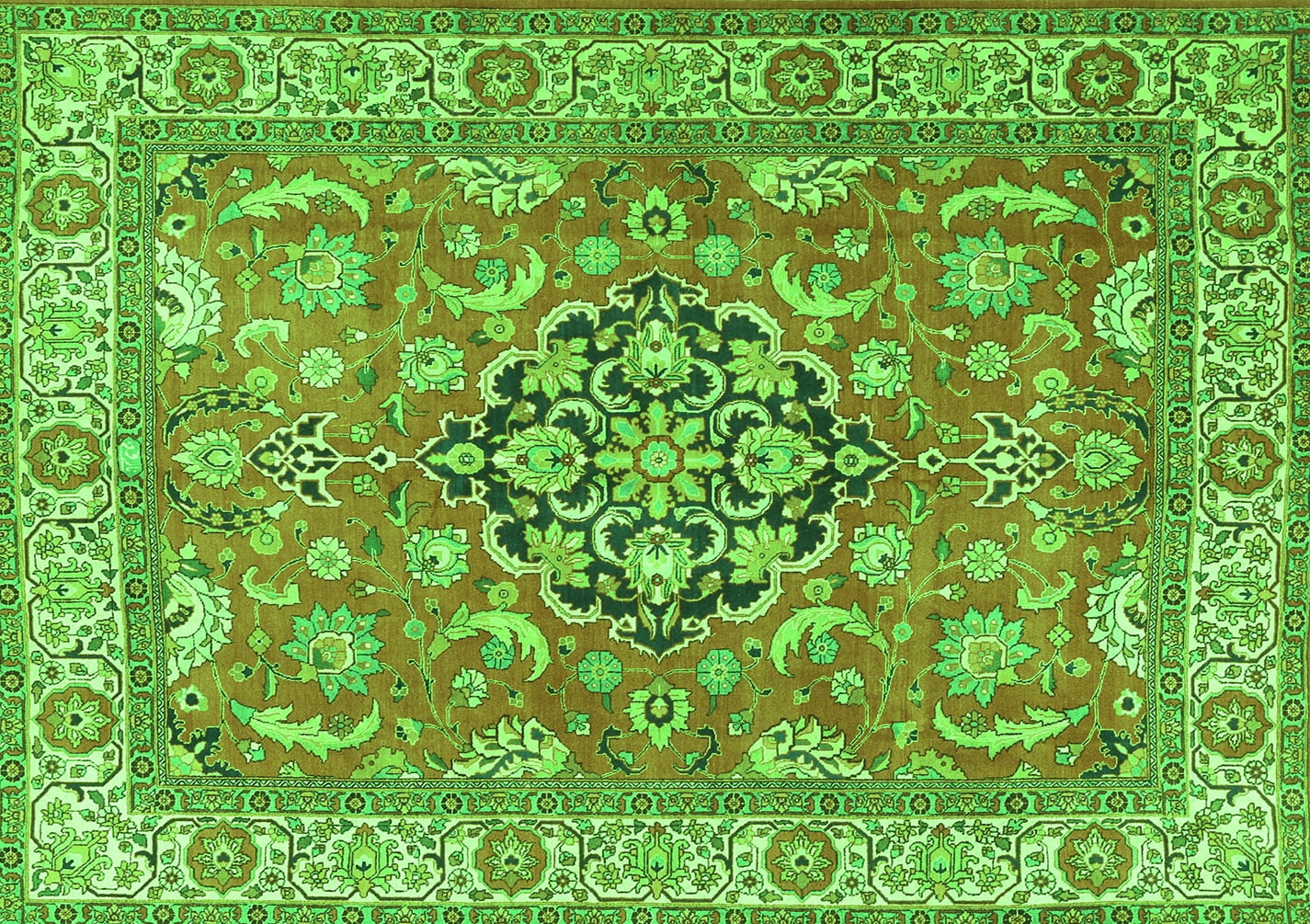 Ahgly Company Indoor Rectangle Persian Green Traditional Area Rugs, 2 ...