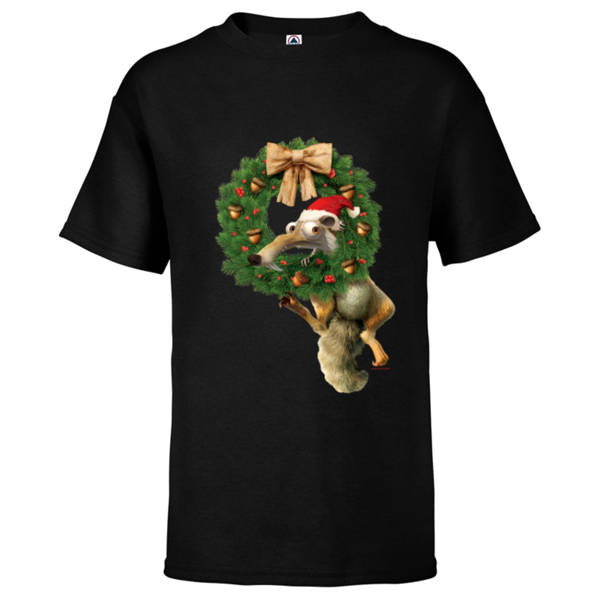 Ice Age Scrat Prehistoric Christmas Holiday Acorn Wreath - Short Sleeve ...