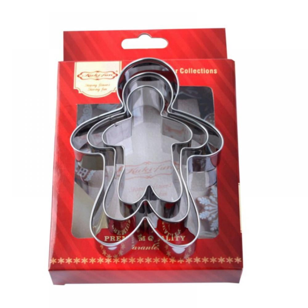 Xmarks 3 Piece Gingerbread Man Cookie Cutter Set with Recipe Booklet ...