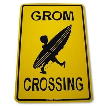 Metal GROM CROSSING Xing Sign Surfer Boy Kid&Surfboard Home Wall/Door ...