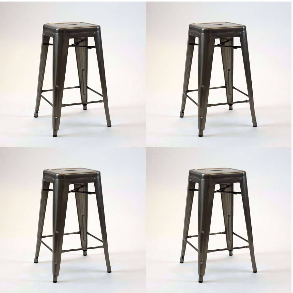 Tolix Style Counter Stool Gun Metal 26" (4) - Walmart.com - Walmart.com