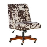 Linon Brown & White Cow Print Plush Rolling Desk Armchair, Home Office ...