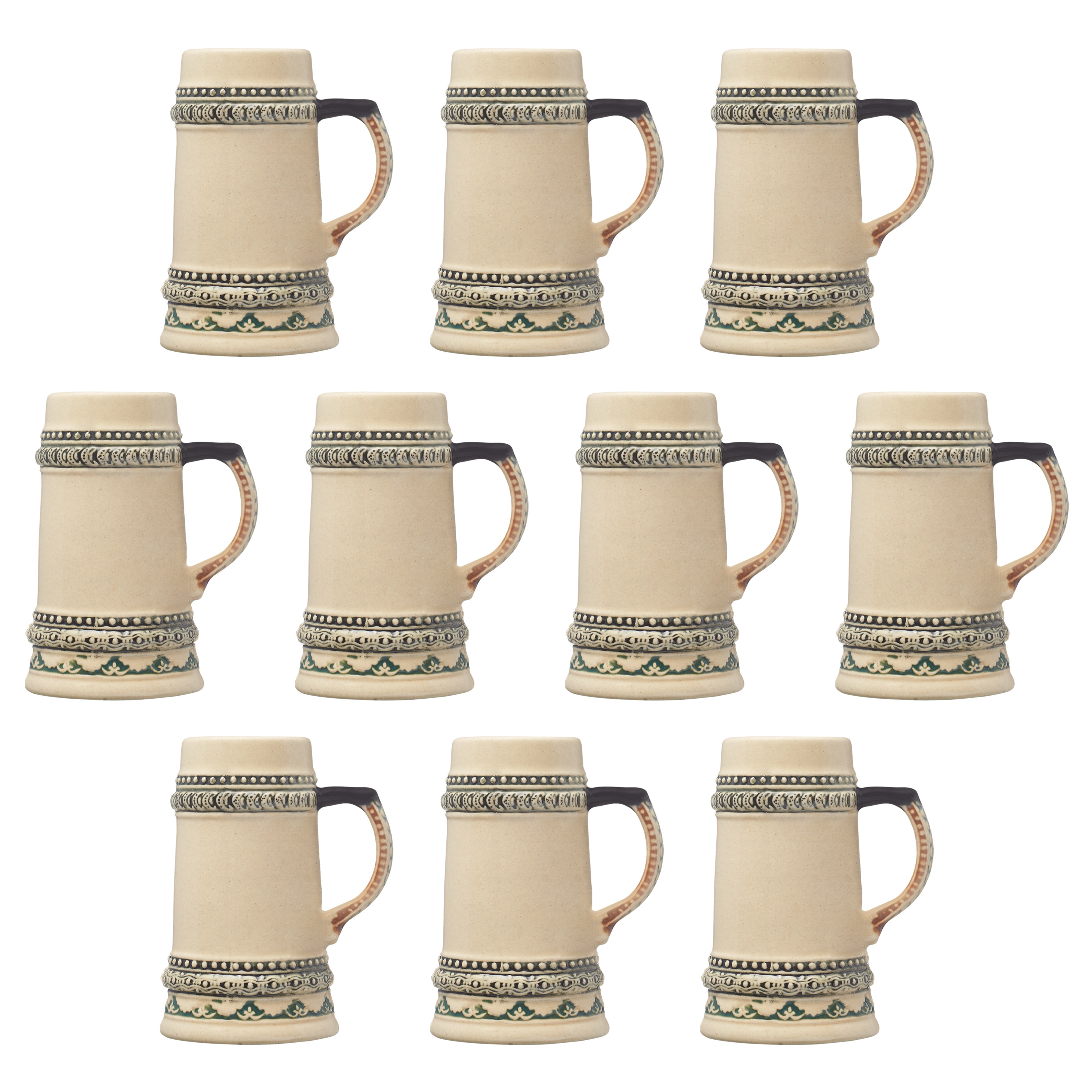 10 Bremen Mini Ceramic Beer Mug Shot Glasses Set, 2 oz. - Stoneware ...