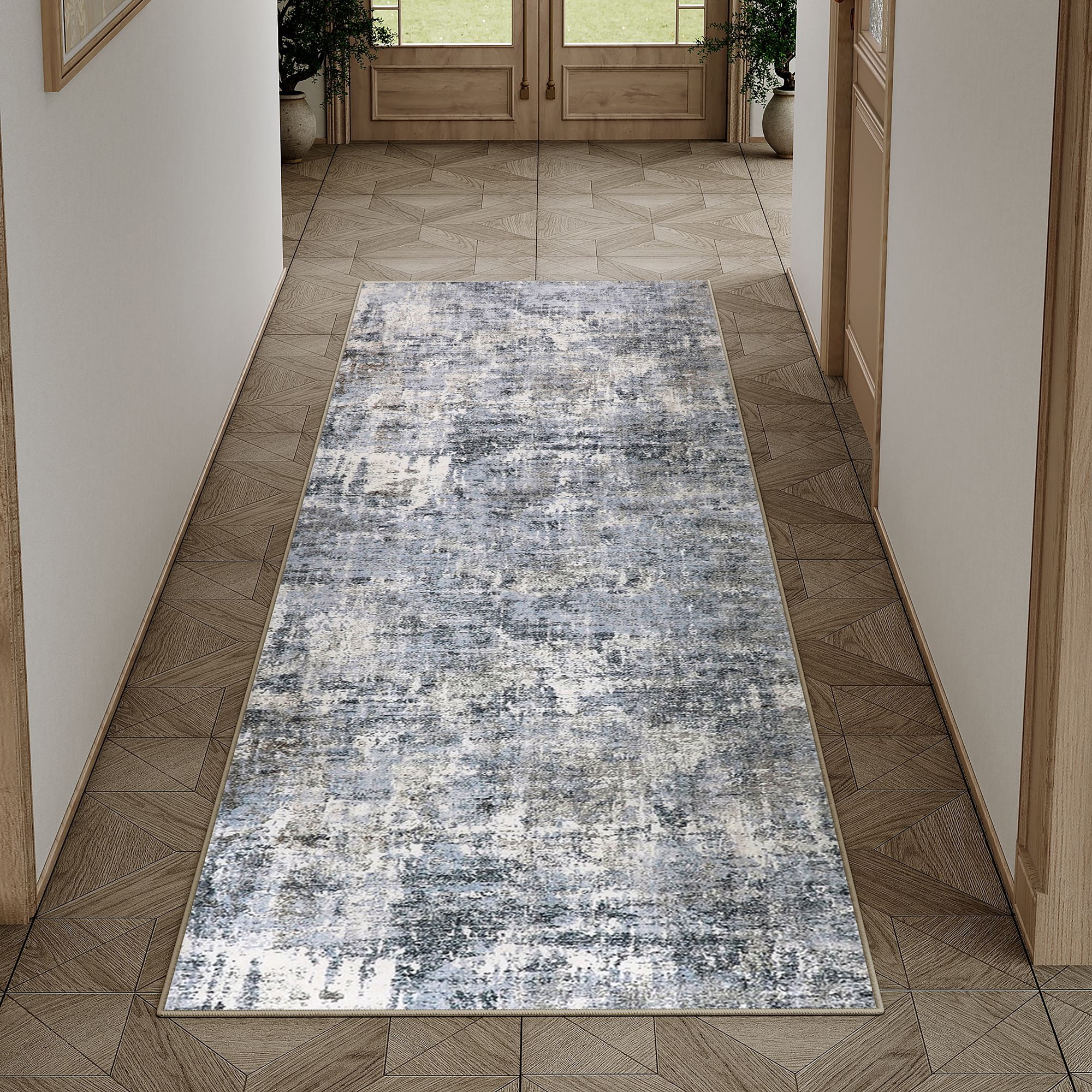 BERTHMEER 2'x8' Abstract Hall Runner Rugs non-slip,Blue Gray - Walmart.ca