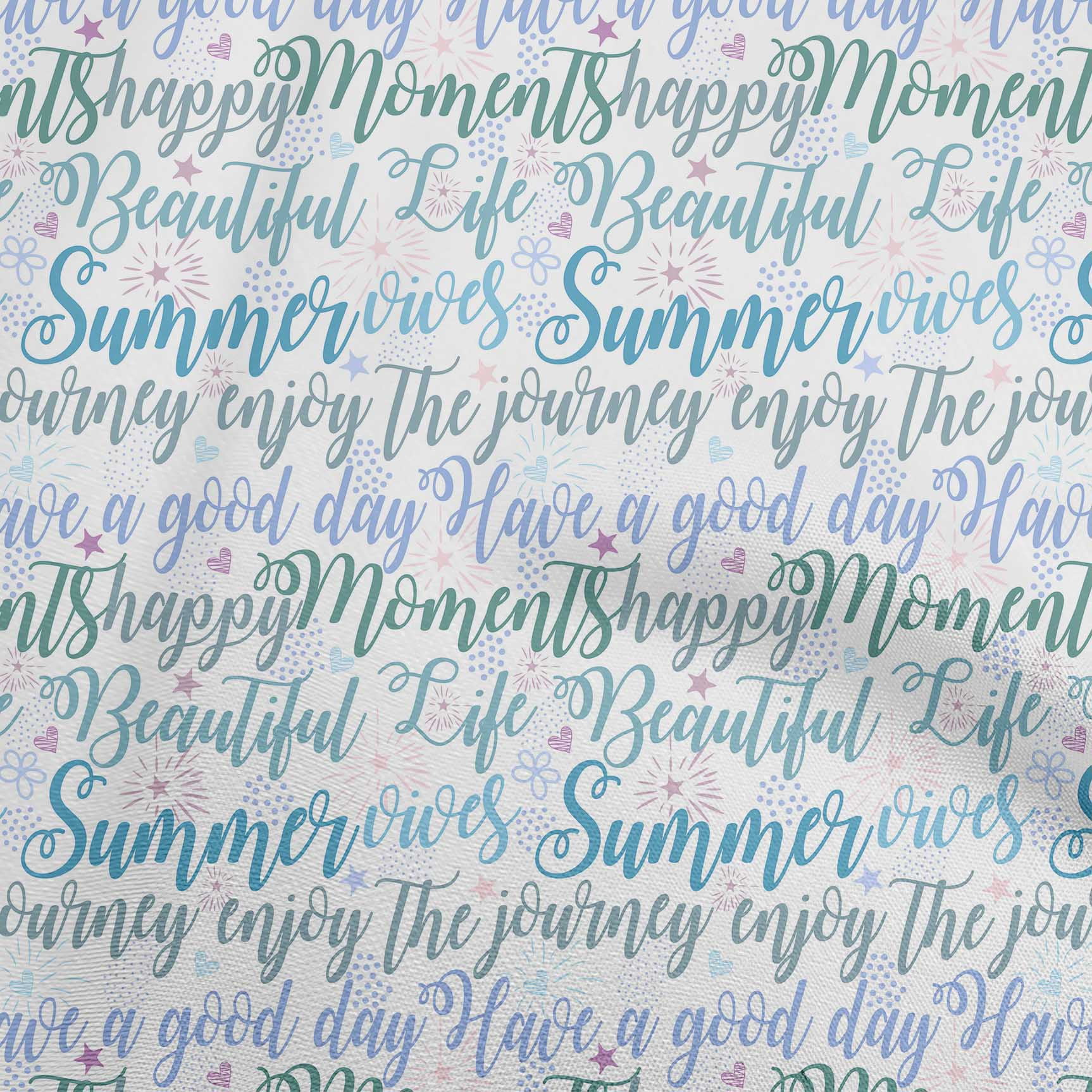 oneOone Silk Tabby Blue Fabric Text Diy Clothing Quilting Fabric Print ...