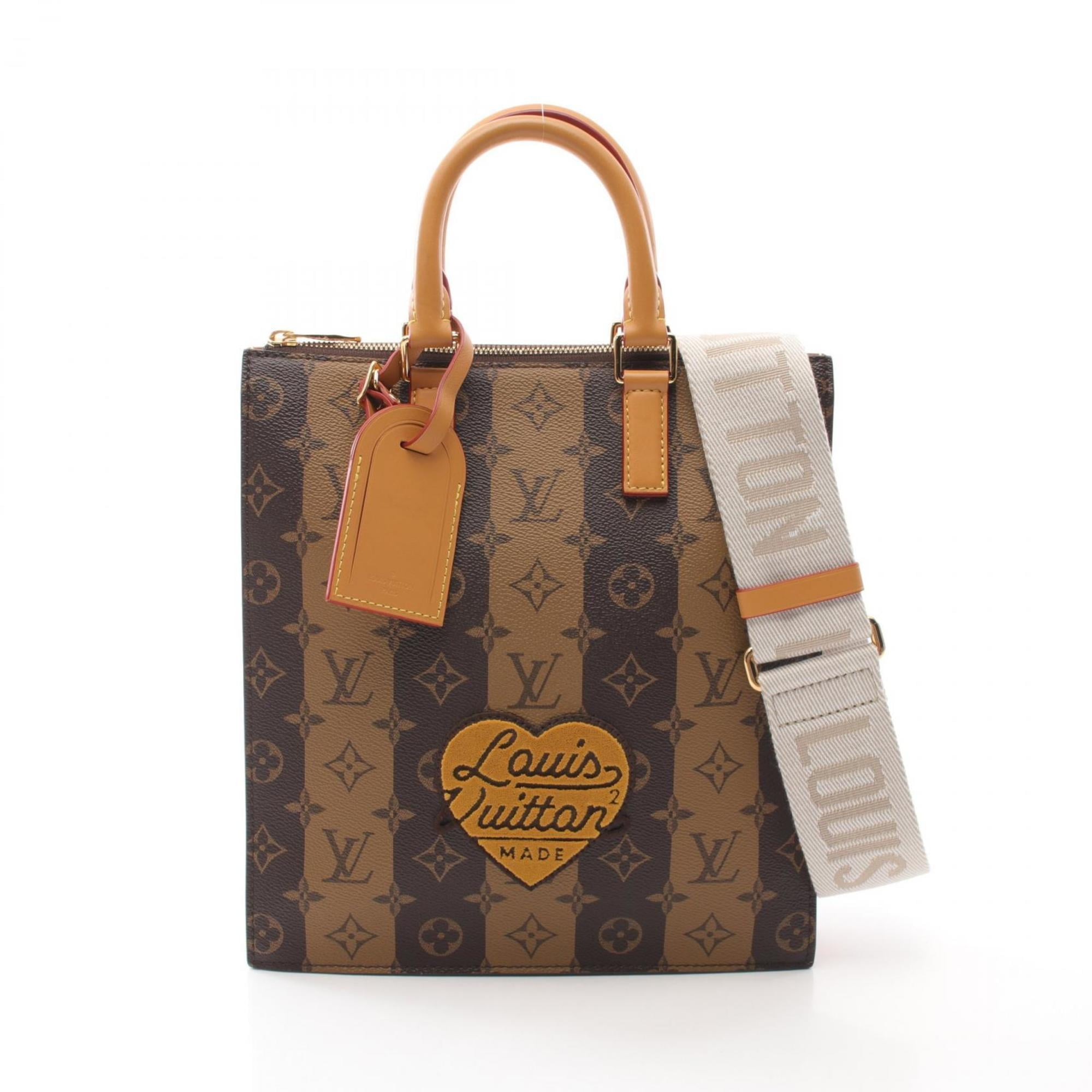 Pre-Owned LOUIS VUITTON x NIGO Sac Plat Monogram Stripe Tote Bag Coated ...