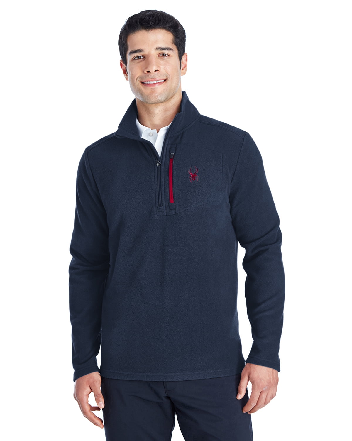 Spyder 187332 Mens Transport Quarter-Zip Fleece Pullover - Frontier/Red ...
