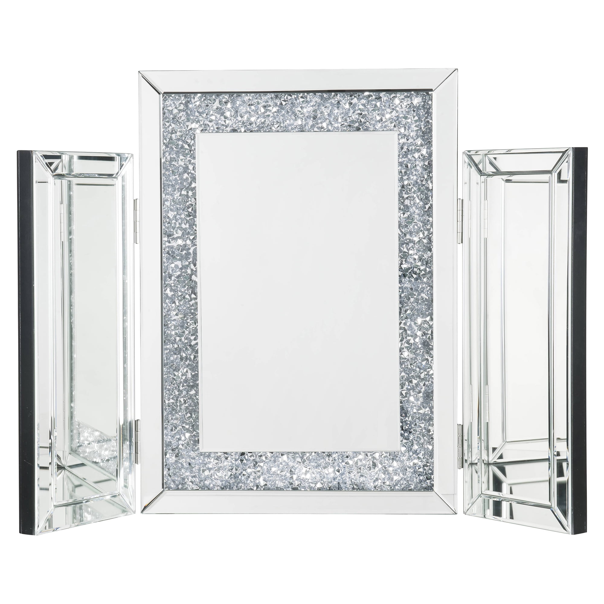 ACME Noralie Mirror with LED in Mirrored and Faux Diamonds - Walmart.com