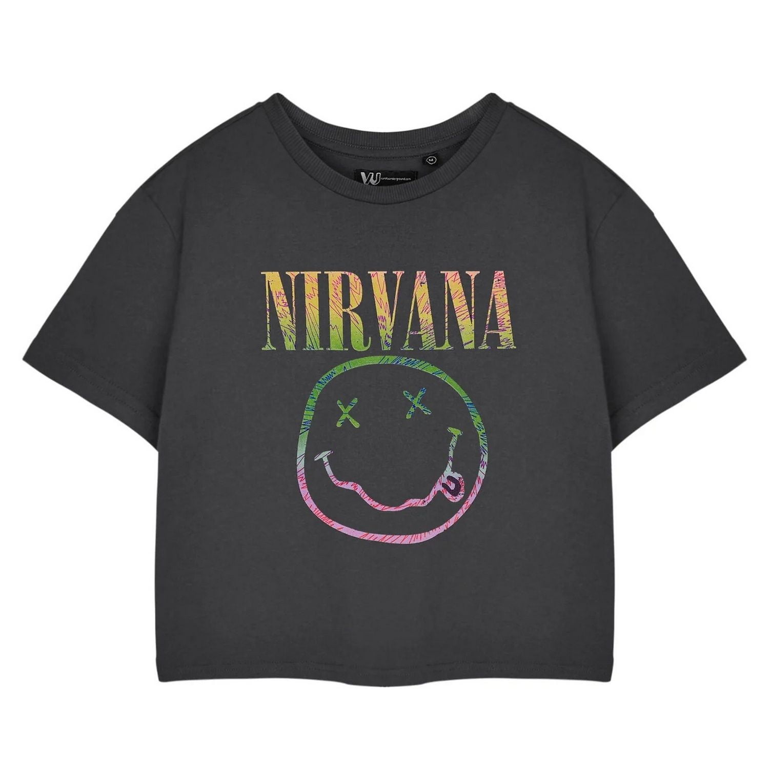 Click here for Nirvana Womens Rainbow Logo Crop T-Shirt S prices