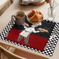 Abstract Cotton Linen Placemats Set of 6, Cartoon Style Chef Bread ...