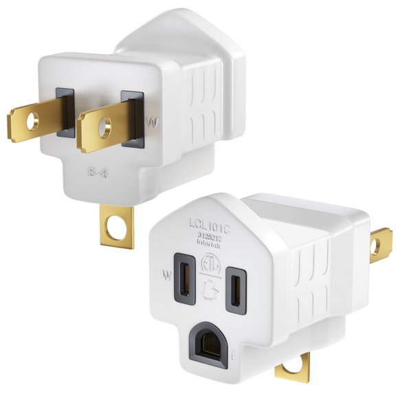 GE 14404 Polarized 2-Pk Grounding Adapter for Three Prong Electrical ...