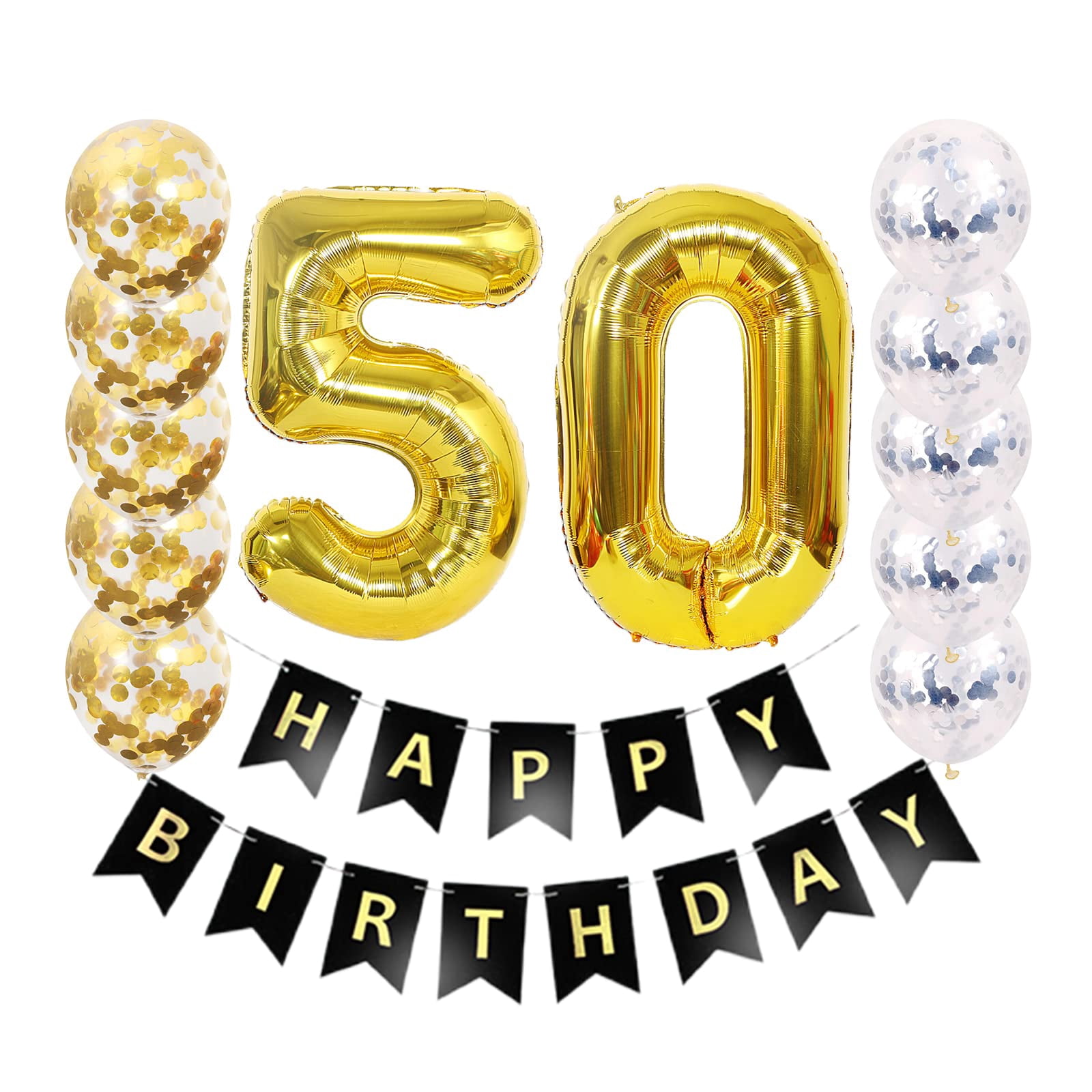 50th Birthday Balloons Personalised Inflated Balloon Bouquet Gold Party ...