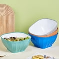 Oiur Square Plastic Salad Bowl with Lid Large Stackable Food Storage ...