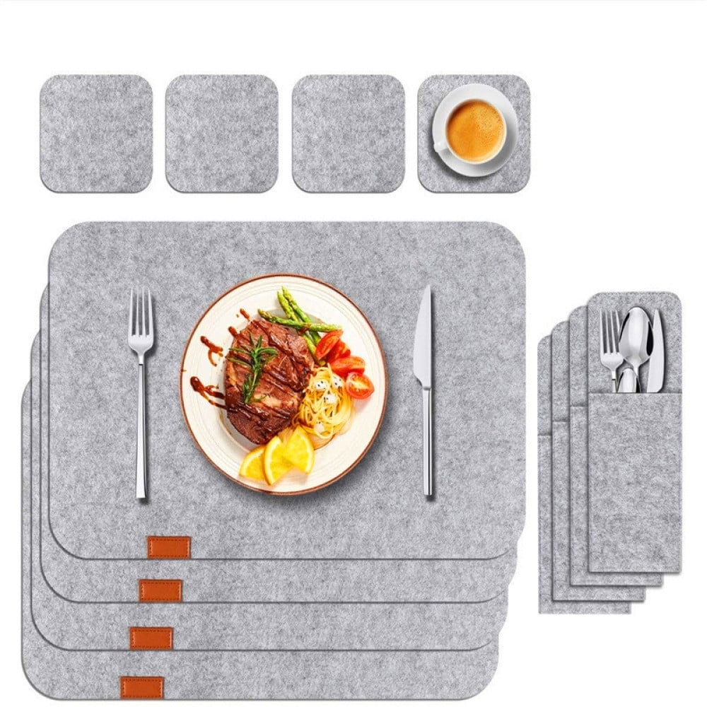 Dutchman Stain Resistant Faux Leather Set  Durable Faux Leather Placemats For Kitchen Dining Party Outdoor  Waterproof Oil Proof Tableware For Restaur