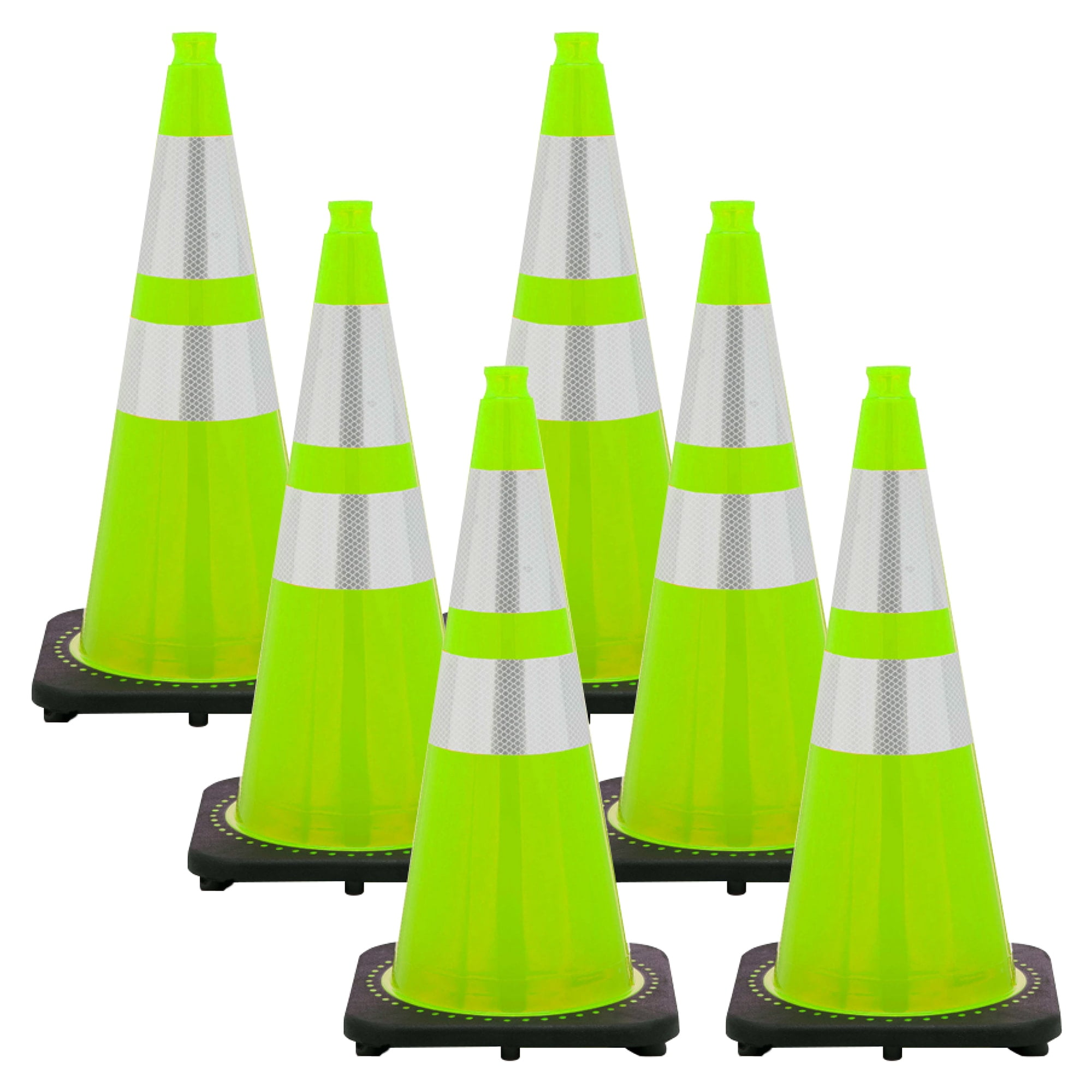 28 Inch Safety Green Reflective Traffic Cones (6 Pk) - Walmart.com